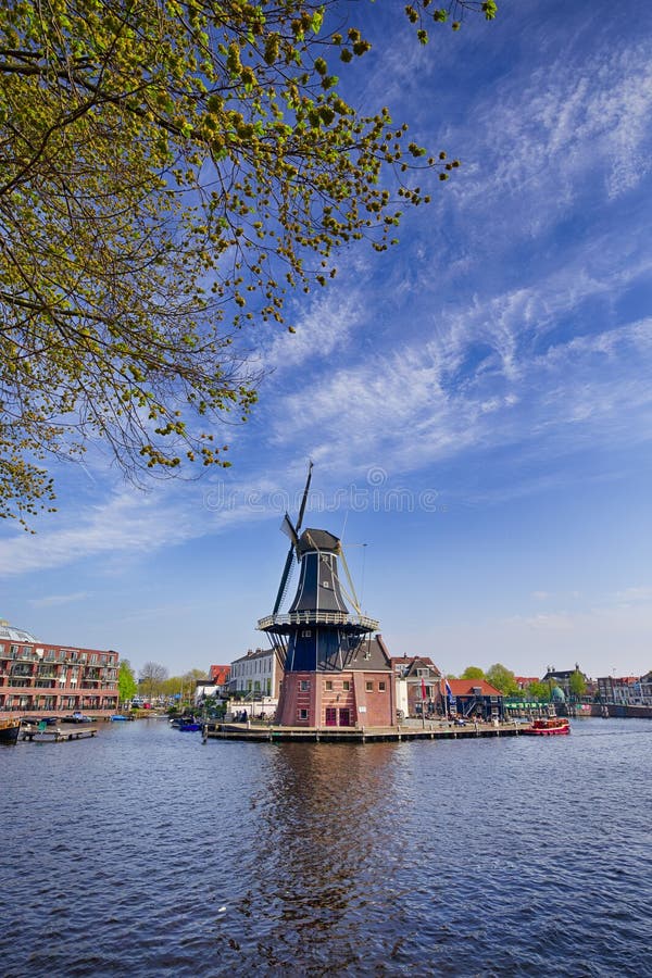 Picturesque View of Harlem Sight with De Adriaan Windmill on Spaarne ...