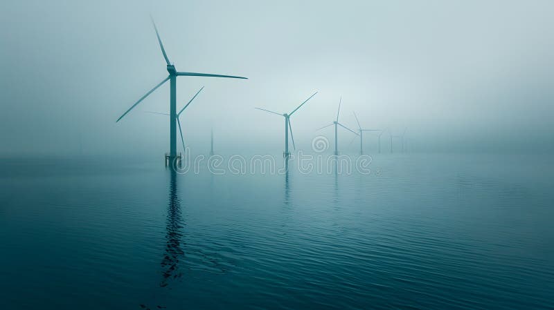 A Picturesque View of Offshore Wind Generators Harnessing Power in a ...