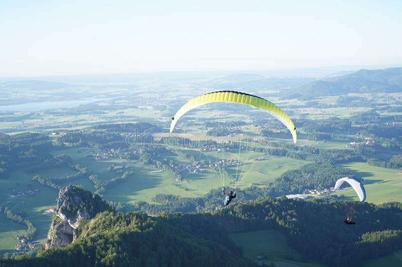 Picturesque View of Paragliders Soaring through the Air Stock Photo ...