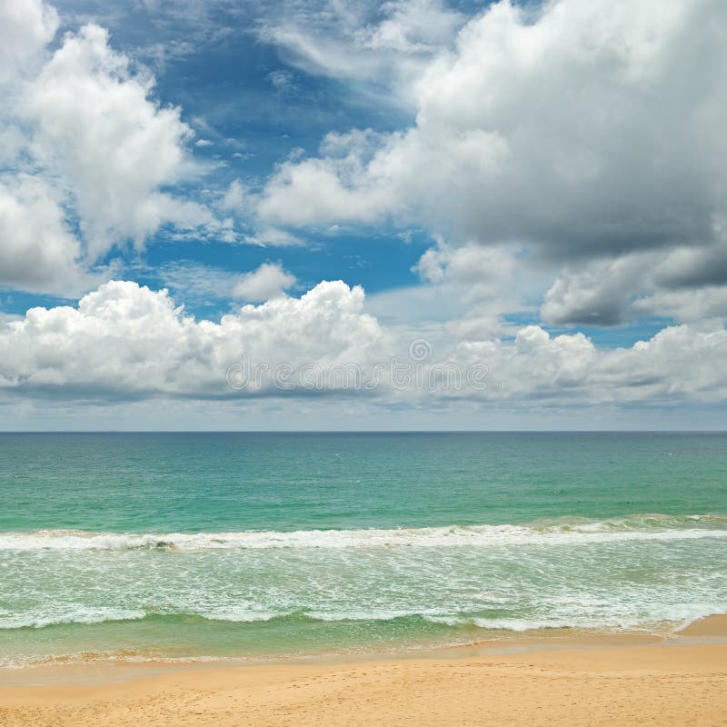 Picturesque Waves in the Ocean, Yellow Sand Stock Image - Image of ...