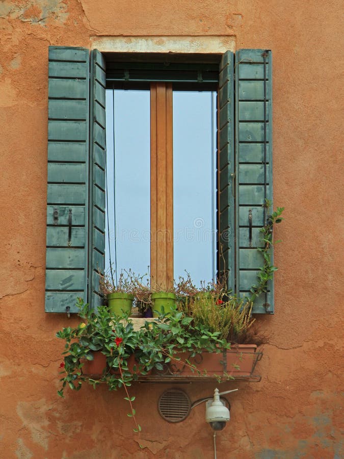 Picturesque Window with Flowerbed in Venice Stock Image - Image of ...