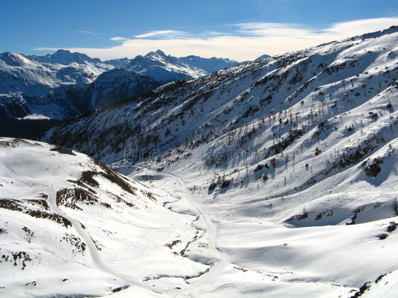 Picturesque Winter Scene of a Ski Slope, Showcasing a Majestic Mountain ...