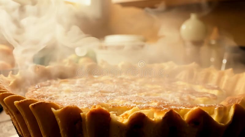 A Pie is Baking in the Oven and the Steam is Rising. the Pie is in a ...