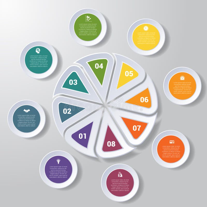 Pie Chart or Area Chart Diagram Infographics Eight Position Stock ...