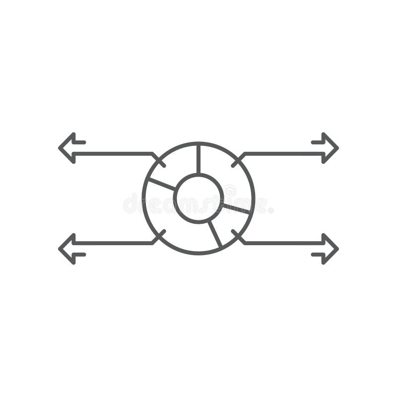 Pie Chart with Arrows Vector Icon Symbol Isolated on White Background ...