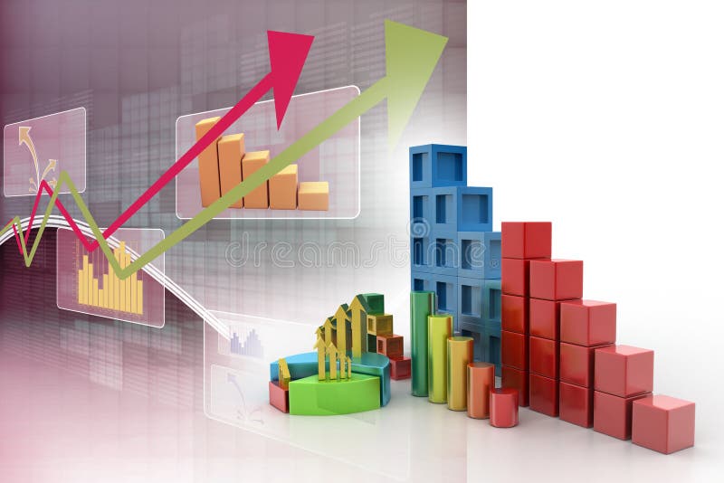 Pie chart and bar graph stock illustration. Illustration of chart ...