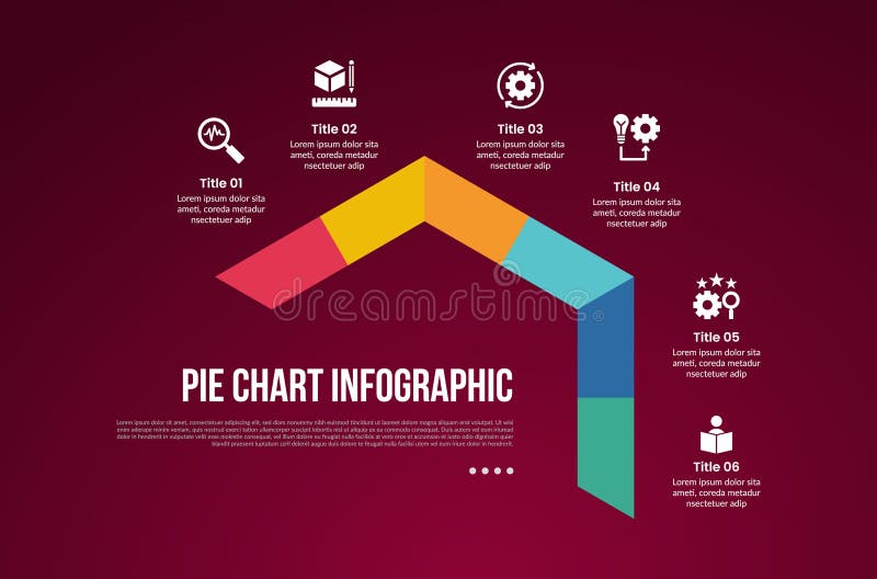 Pie Chart Base Template Infographic with Creative Line Shape Half ...