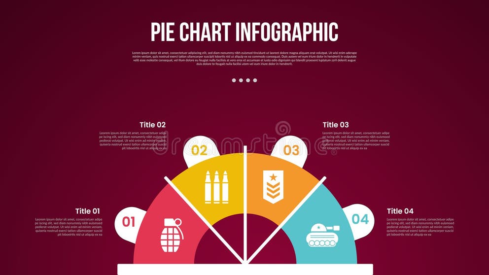 Pie Chart Base Template Infographic with Half Circle Big Line ...