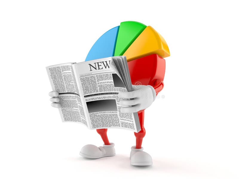 Pie Chart Character Reading Newspaper Stock Illustration - Illustration ...