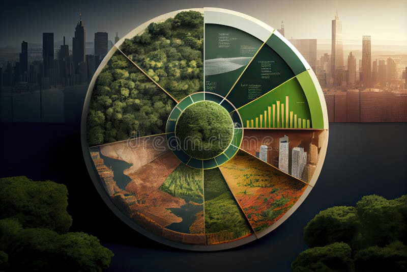 Pie Chart with City and Lush Greenery Environmental Sustainability ... Pie Chart with City and Lush Greenery Environmental Sustainability ...