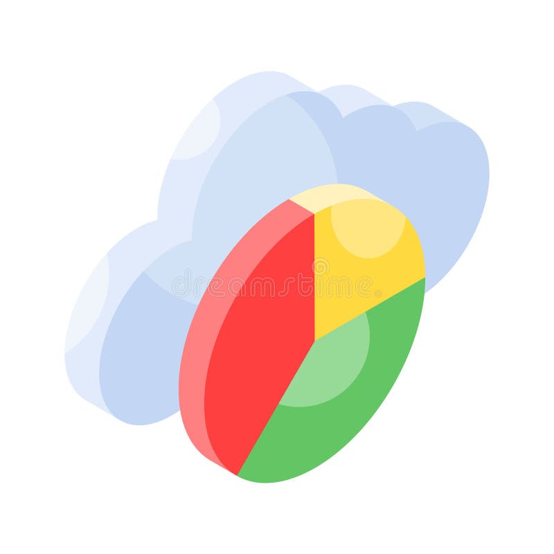 Pie Chart with Cloud Showing Concept Isometric Icon of Cloud Analysis ...