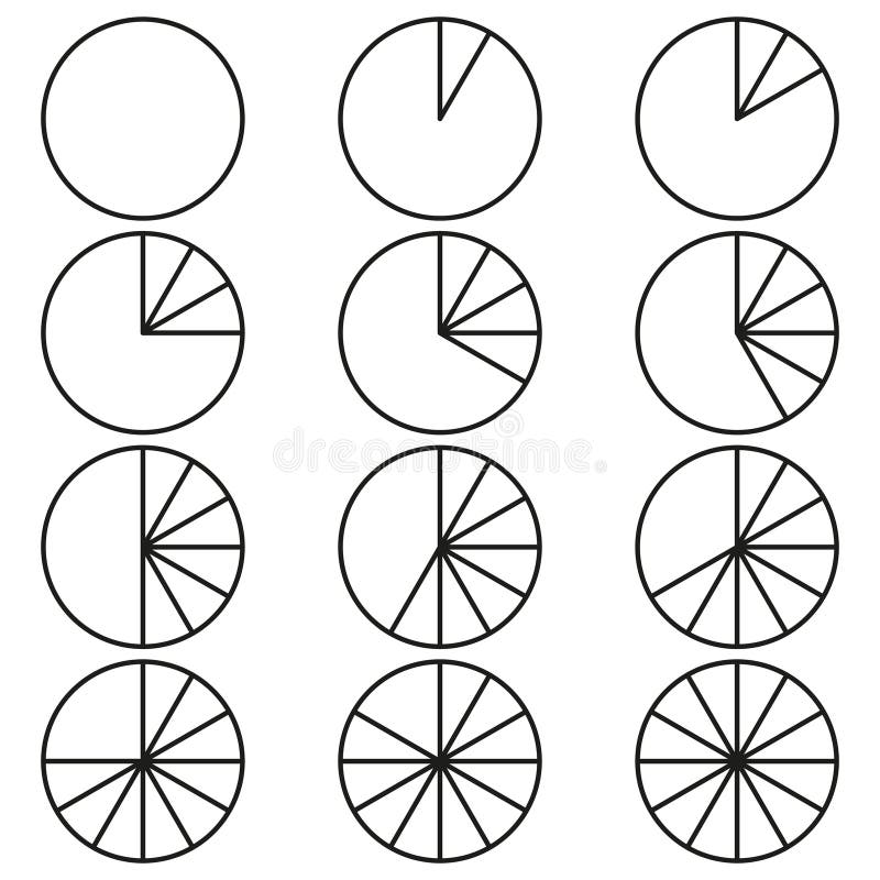 Pie Chart Collection Circular Data Visualization Black Vector Icons Statistical Graphic Set
