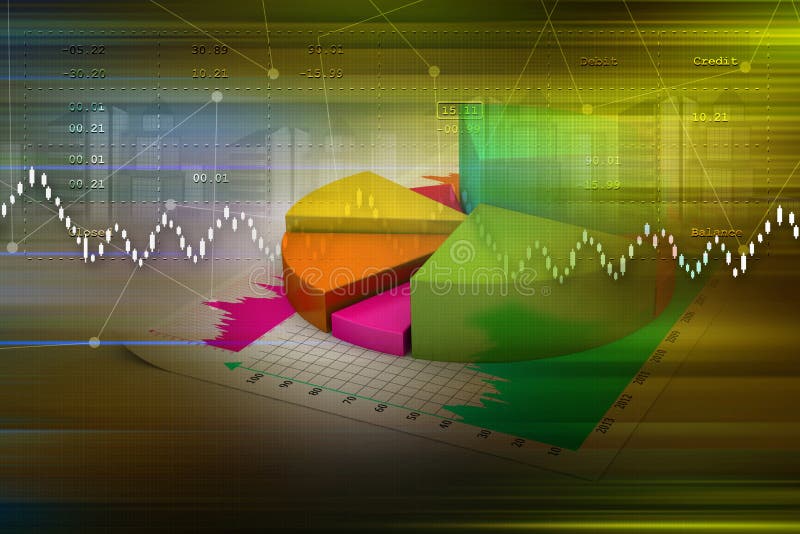 Pie Chart in Color Background Stock Illustration - Illustration of ...