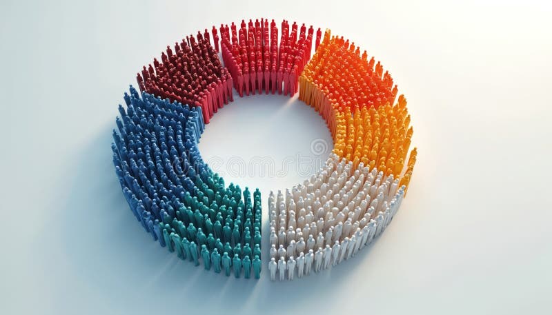 Pie Chart Composed of People. Population Demographics Report Shows ...