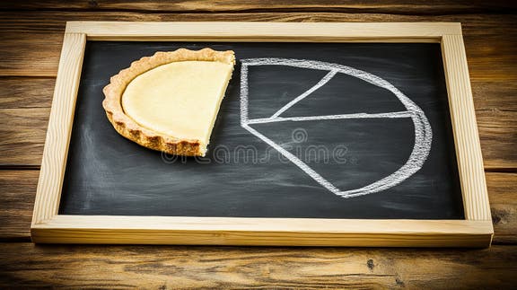 Pie Chart Concept on Wooden Table Chalkboard Stock Photo - Image of ...