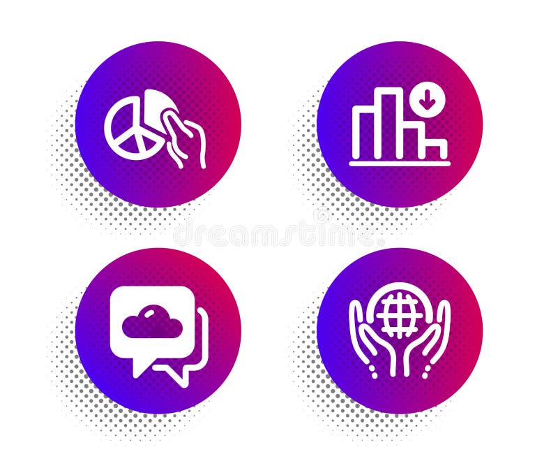 Pie Chart, Decreasing Graph and Weather Forecast Icons Set. Organic ...
