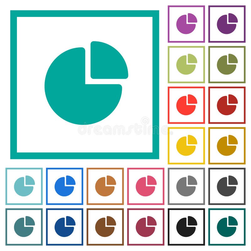 Pie Chart Flat Color Icons with Quadrant Frames Stock Vector ...