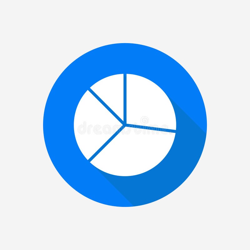 Pie Chart Flat Style Vector Icon White Coloured on Blue Circle Stock ...