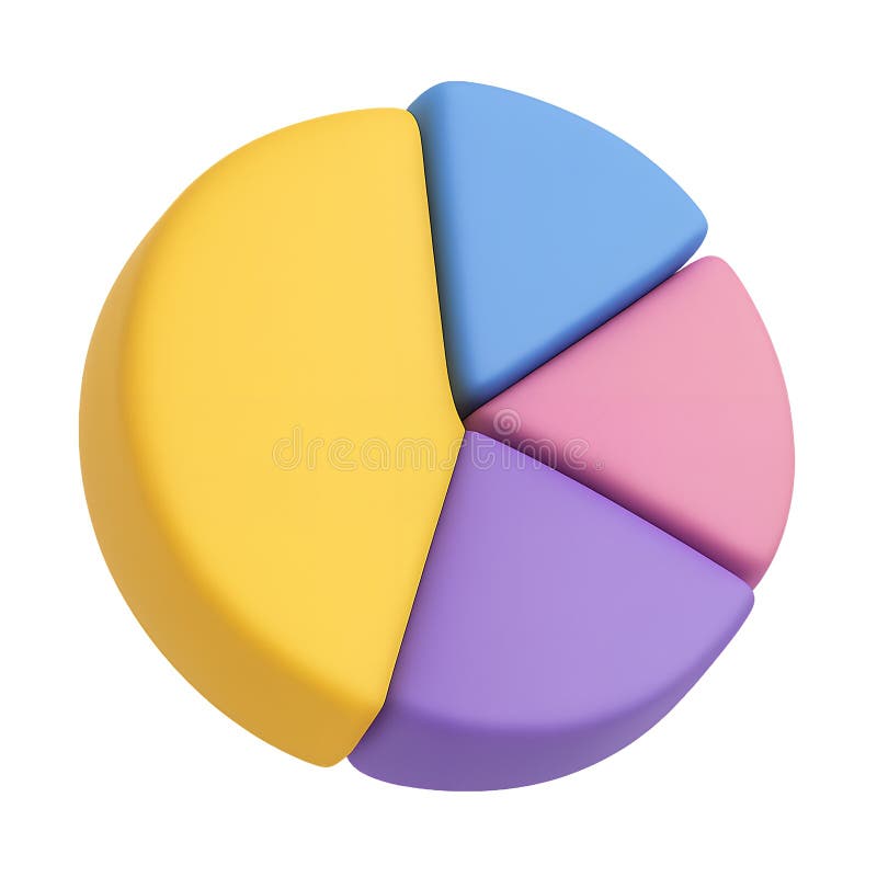Pie Chart with Four Colored Sections Stock Photo - Illustration of ...