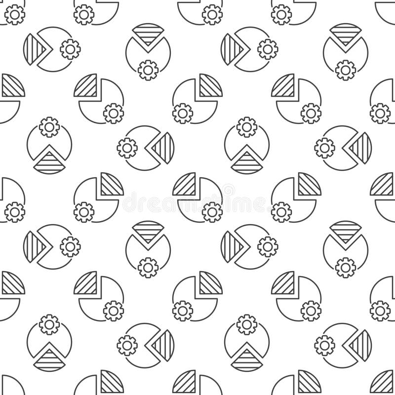 Pie Chart with Gear Vector STEM Concept Line Seamless Pattern Stock ...