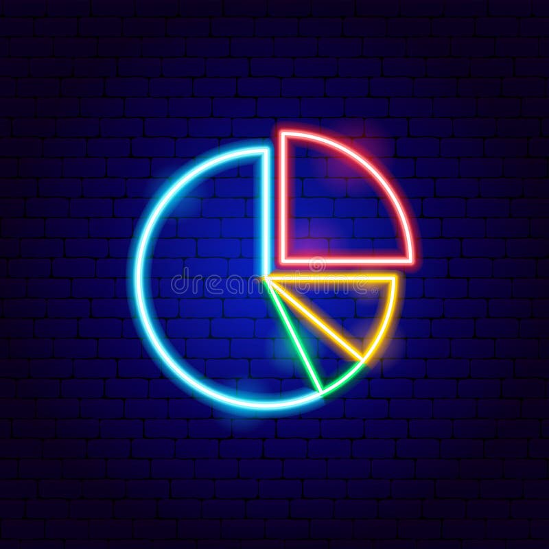 Pie Chart Graph Neon Sign stock vector. Illustration of object - 328517514