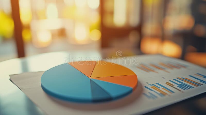 Pie Chart and Graphs on Desk in Office Stock Image - Image of data ...