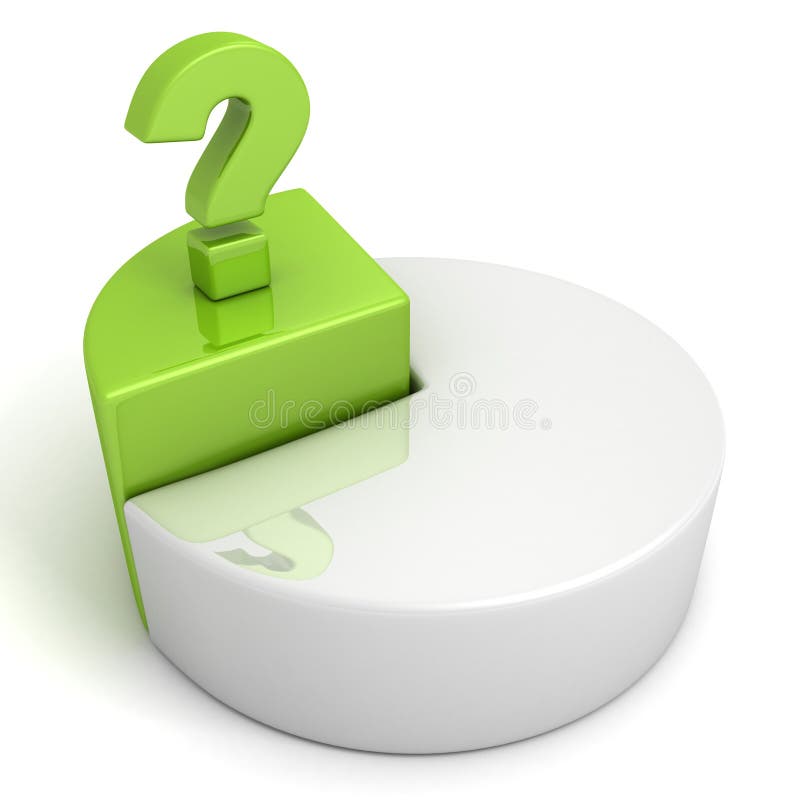 Pie Chart with Green Part and Question Mark on Whi Stock Illustration ...