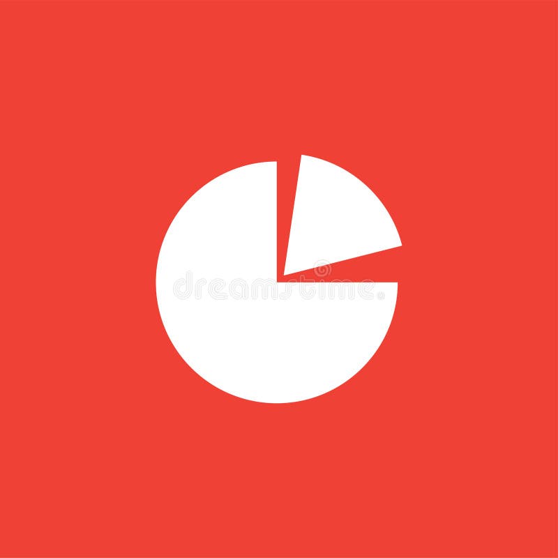 Pie Chart Icon on Red Background. Red Flat Style Vector Illustration ...