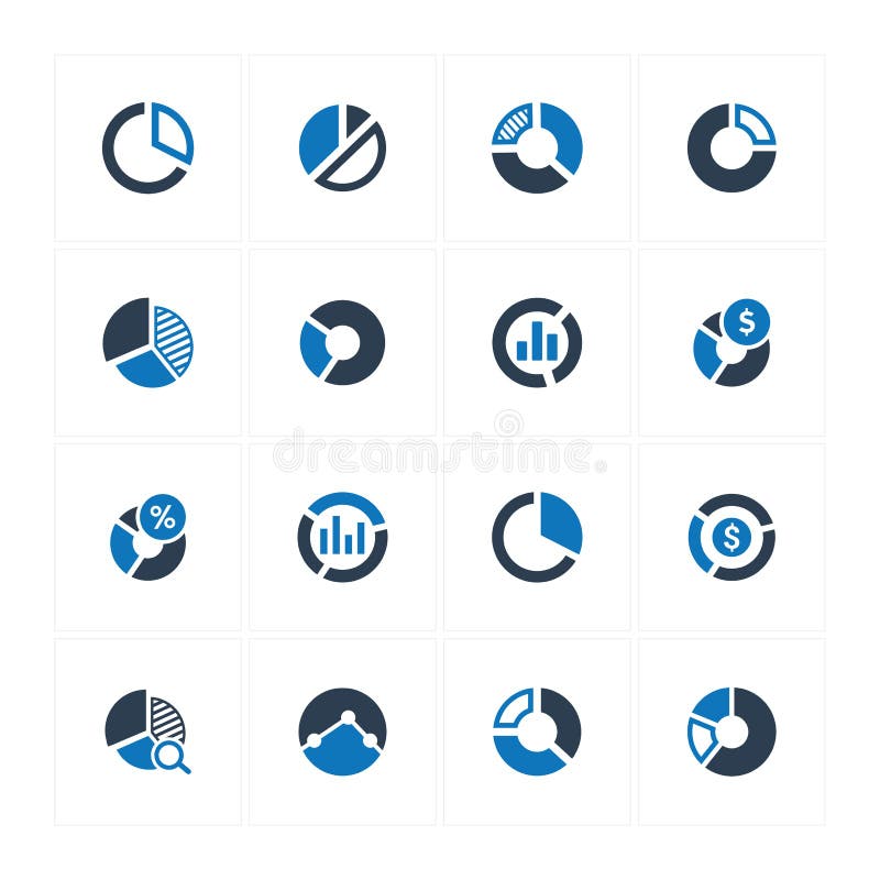 Pie Chart Icons - Blue Version Stock Vector - Illustration of graphs ...
