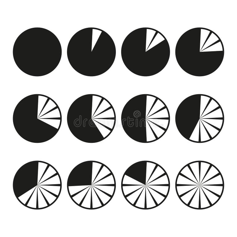 Pie Chart Icons. Business Data Visual. Vector Statistical Analysis ...