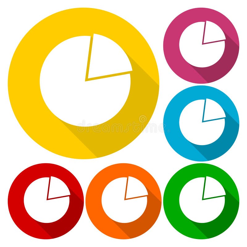 Pie Chart Icons Set with Long Shadow Stock Vector - Illustration of ...