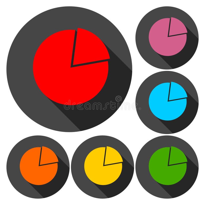 Pie Chart Icons Set with Long Shadow Stock Vector - Illustration of ...