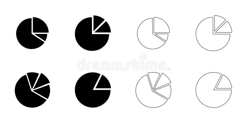 Pie Chart Icons Set Simple Clean and Smooth Line and Fill Vector Icons ...