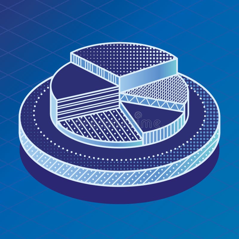 Pie Chart Infographic Element. Isometric Pie Diagram on Blue Background ...