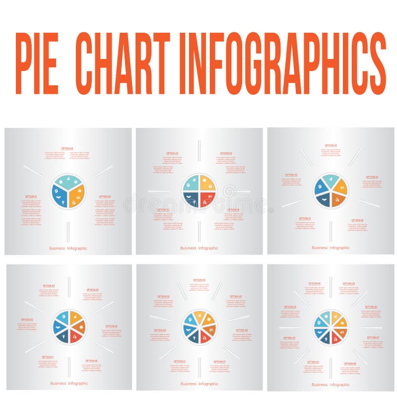 Pie Chart for Infographic. Set Templates with Text Areas on 3, 4, 5, 6 ...
