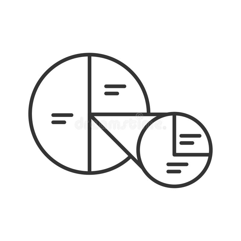 Pie of Pie Chart Line Black Icon. Record Keeping Concept. Visual ...