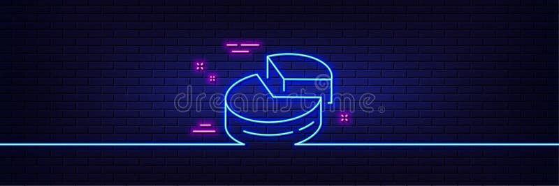 Pie Chart Line Icon. Presentation 3d Graph Sign. Neon Light Glow Effect ...