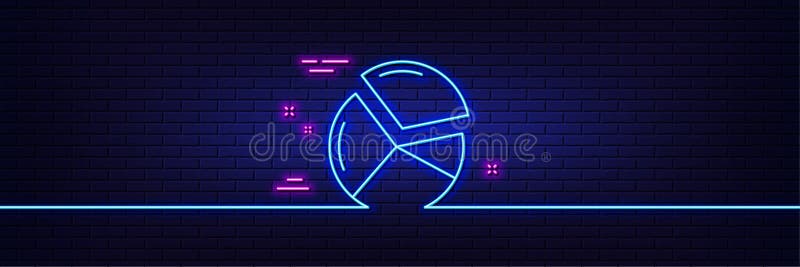 Pie Chart Line Icon. Presentation Graph Sign. Neon Light Glow Effect ...