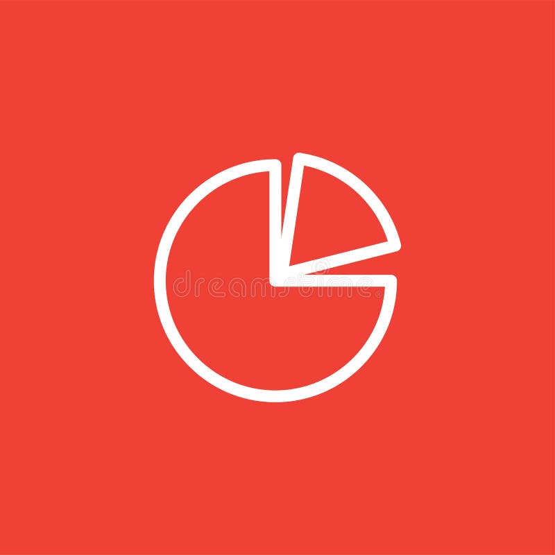 Pie Chart Line Icon on Red Background. Red Flat Style Vector ...