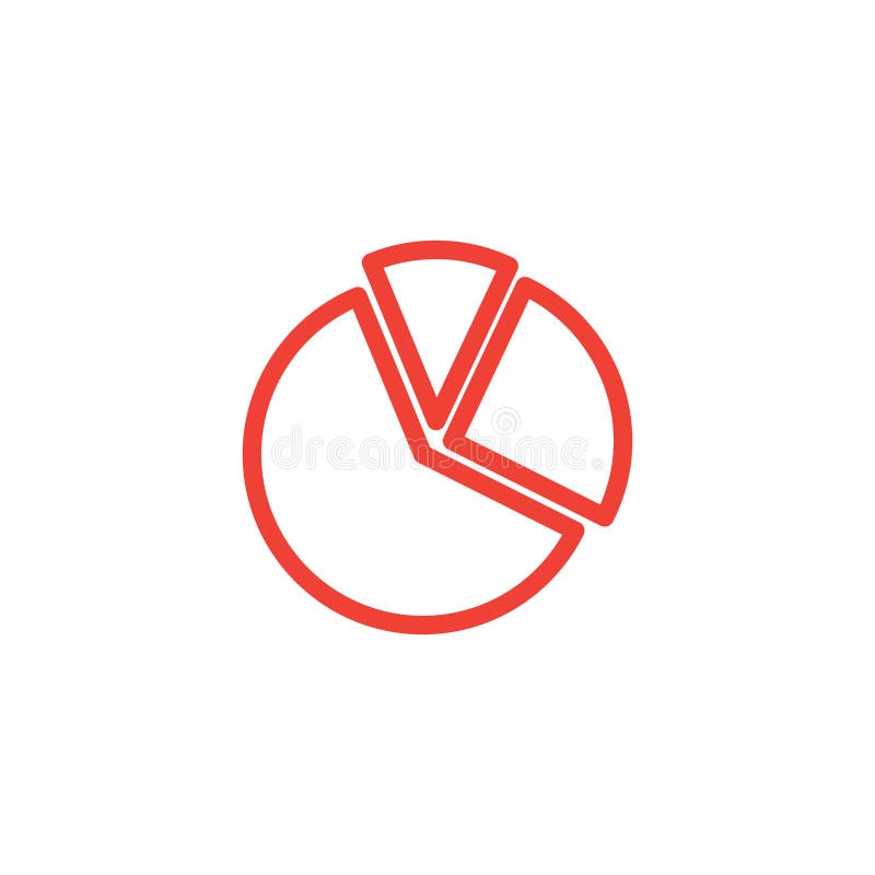 Pie Chart Line Red Icon on White Background. Red Flat Style Vector ...