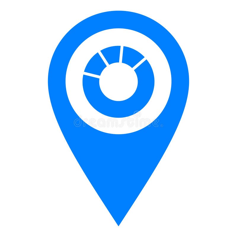 Pie chart and location pin stock vector. Illustration of vector - 185473318