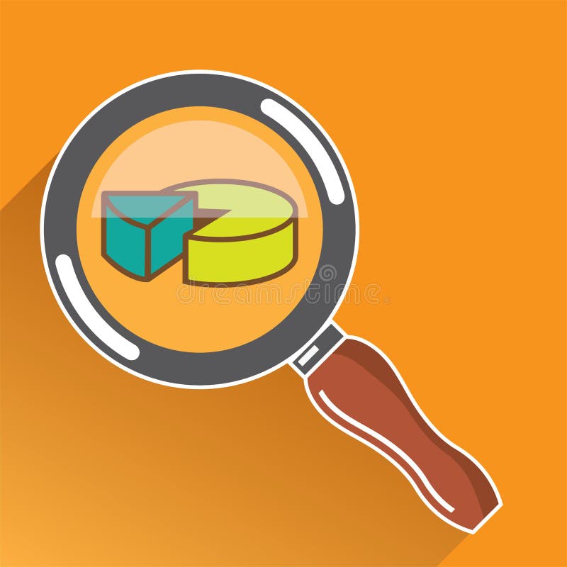 Pie Chart through Magnifying Glass Icon Vector Stock Vector ...