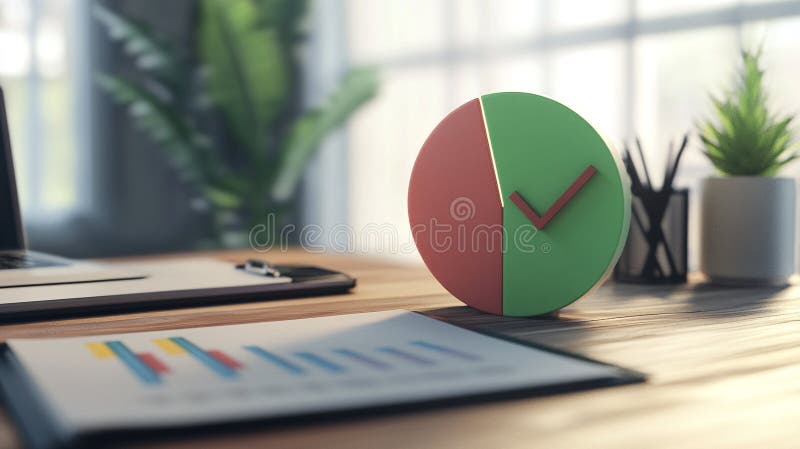 Pie Chart Model Sits on a Office Desk Surface Stock Illustration ...
