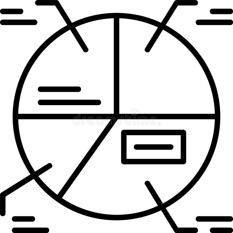 Pie Chart Outline Vector Icon Stock Vector - Illustration of graph ...