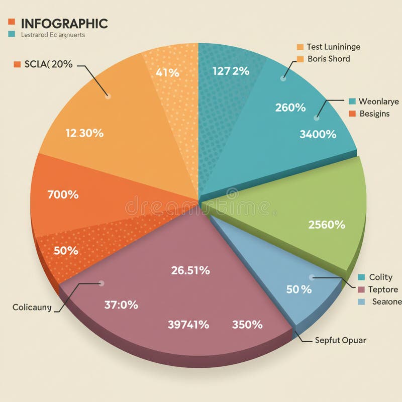 A Pie Chart with Multiple Segments Represents Fictional Data Values Shown by Stock Illustration ...