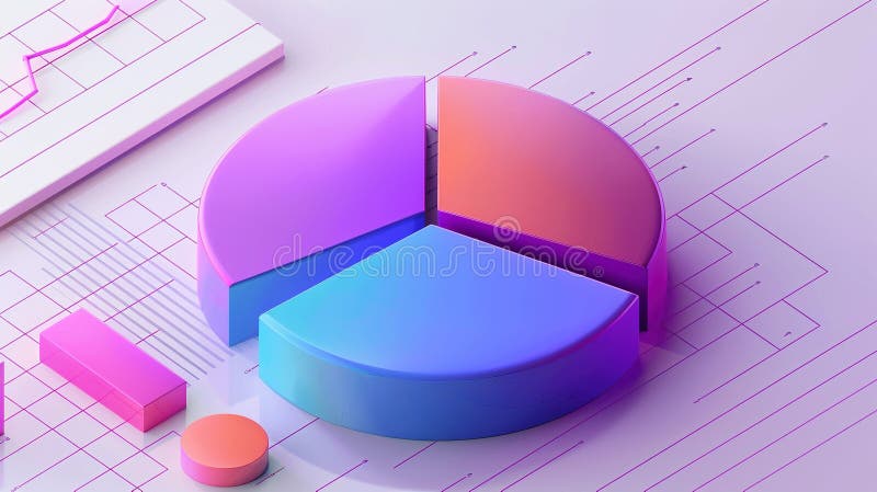 Pie Chart with Neon Colors and Sleek Design 3d Rendering Image, Ai ...