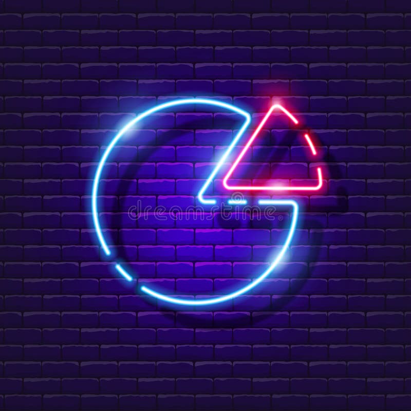 Pie Chart Neon Sign. Data Presentation Glowing Icon. Vector ...