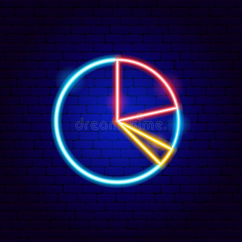 Pie Chart Neon Sign stock illustration. Illustration of label - 328517572