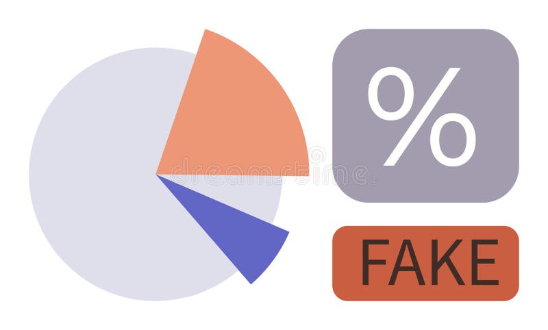 Pie Chart with Percentage Symbol Highlighting Data Inaccuracy and Fake ...