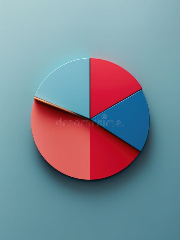 Pie Chart with Red and Blue Segments Stock Image - Image of technology ...